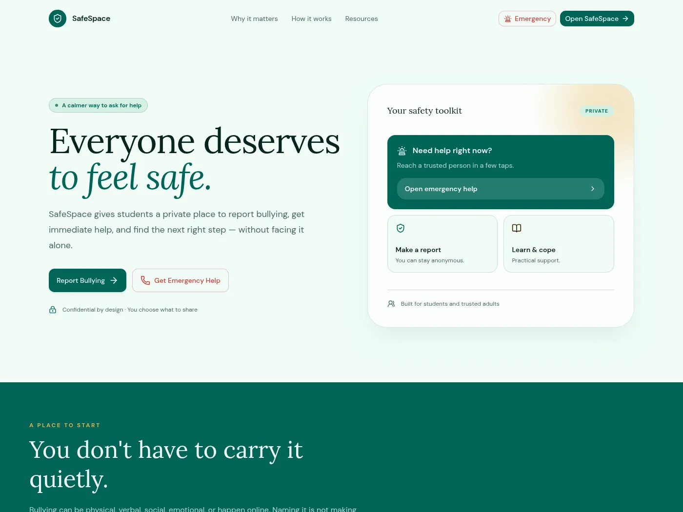 SafeSpace Anti-Bullying Platform