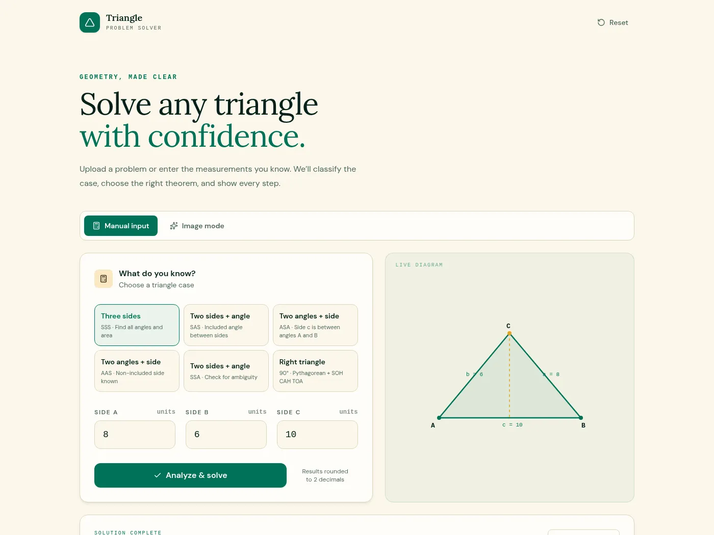 Triangle Problem Solver