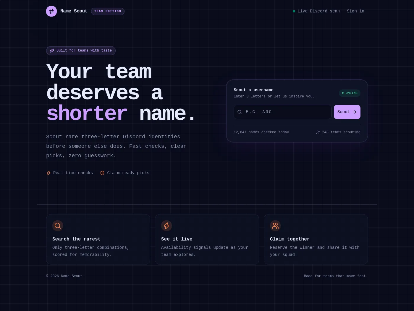 Discord Name Scout