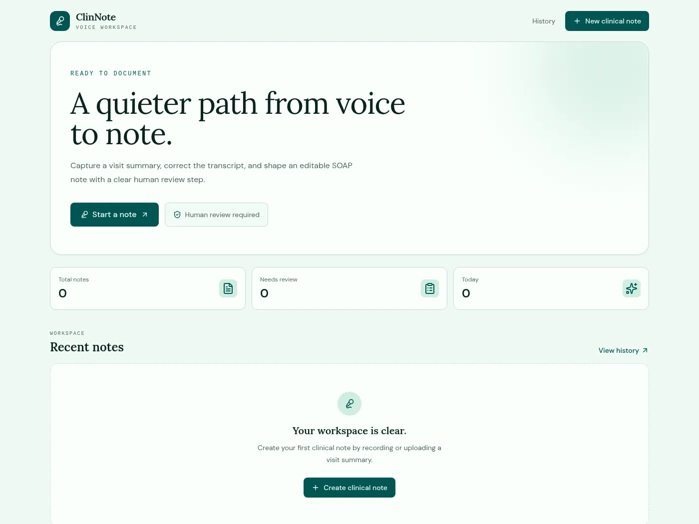 ClinNote Voice Workspace