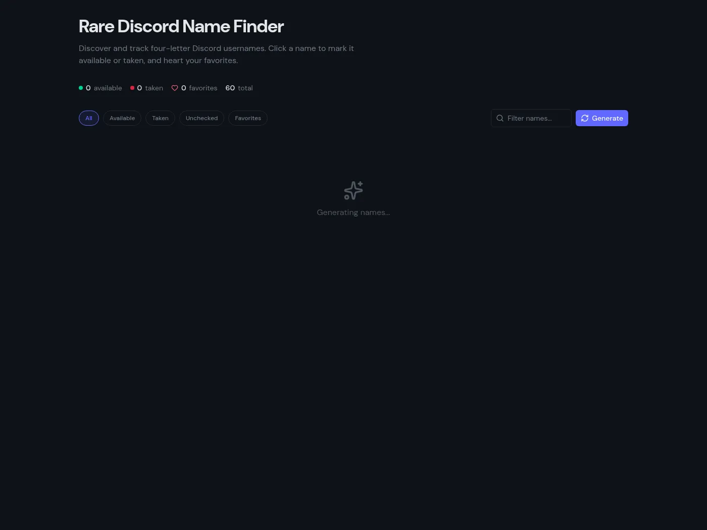 Rare Discord Name Finder