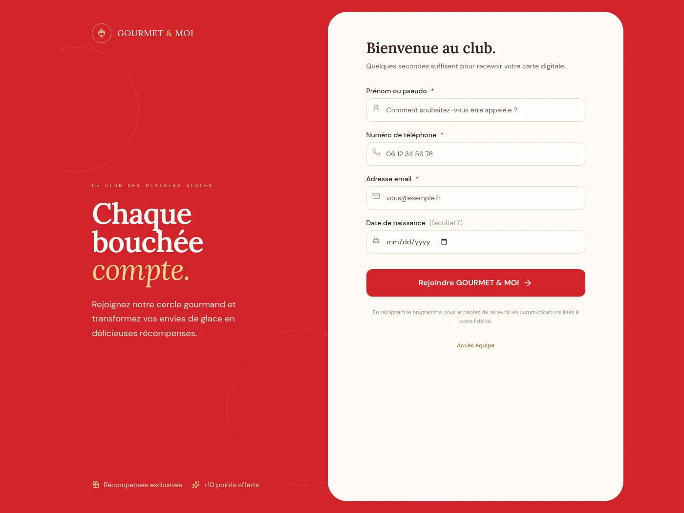 GOURMET & MOI Loyalty Web App