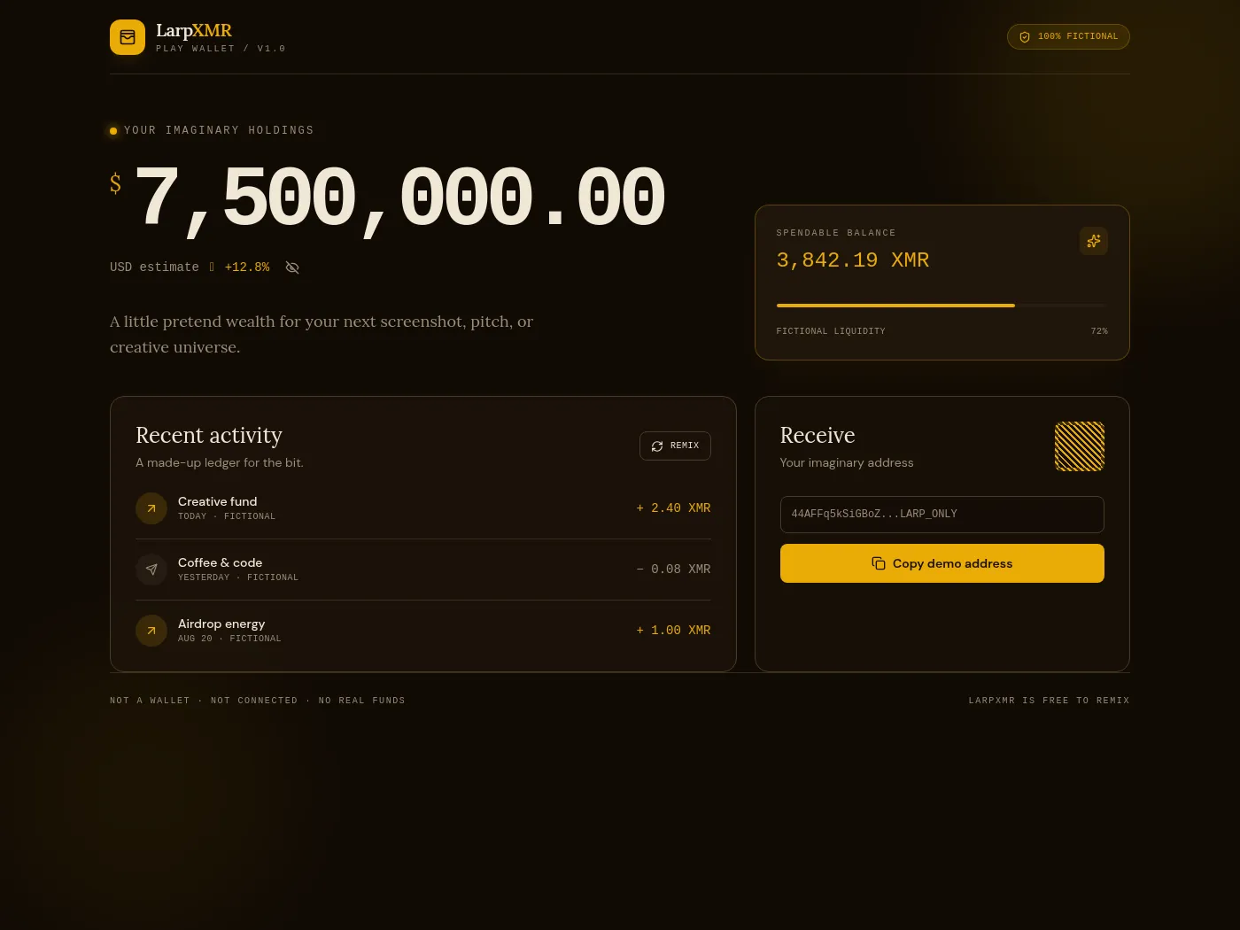 LarpXMR Play Crypto Wallet