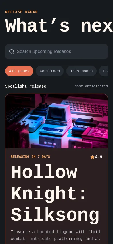 Upcoming Games Hub