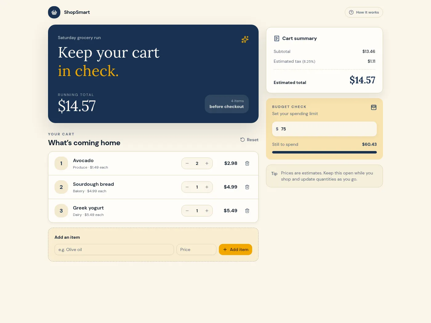 ShopSmart Calculator