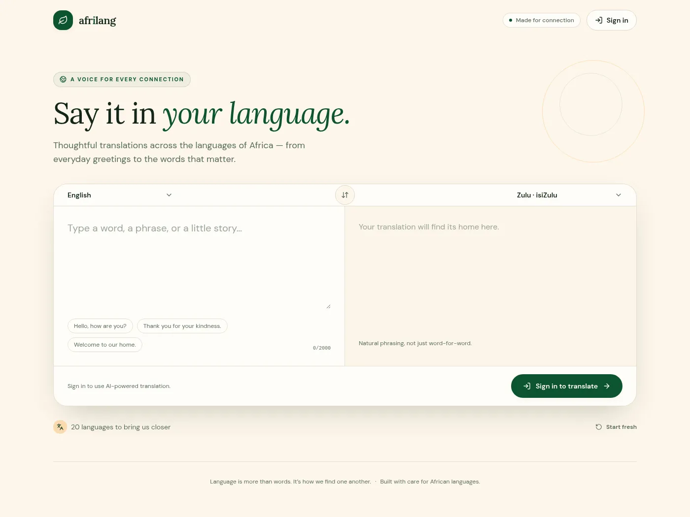 Afrilang Translator App