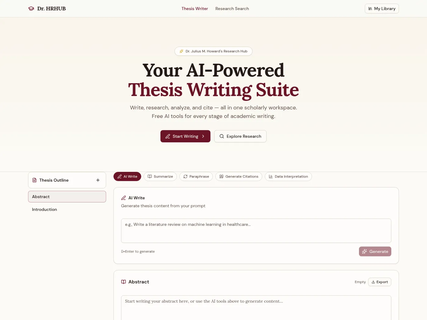 Dr. Julius M. Howard's Research Suite