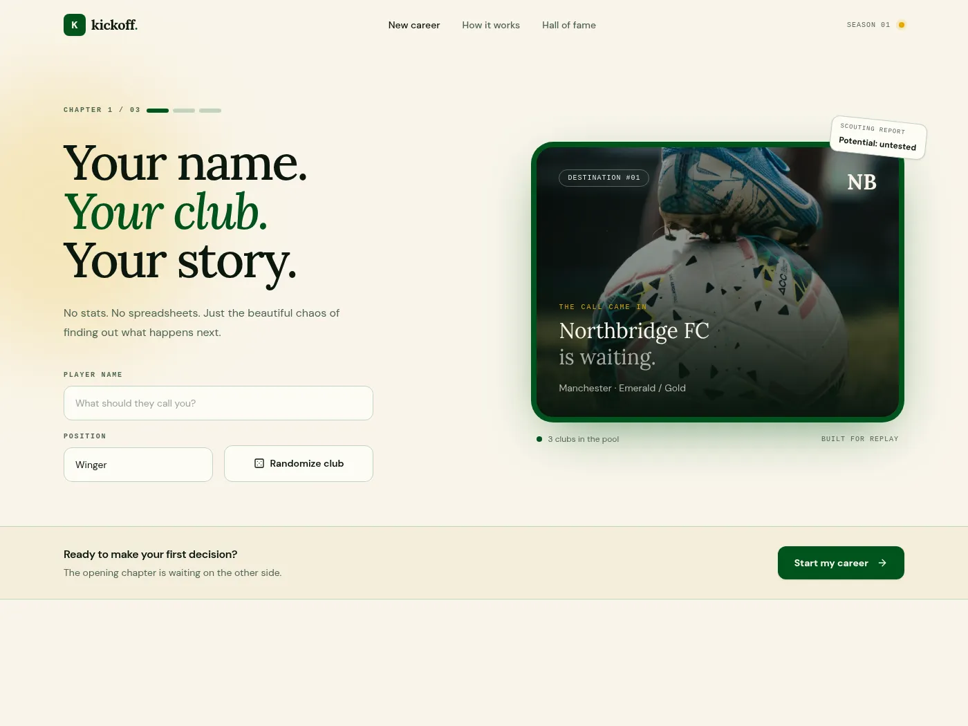 Kickoff Story Simulator