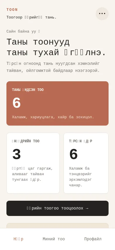 TOON Numerology App