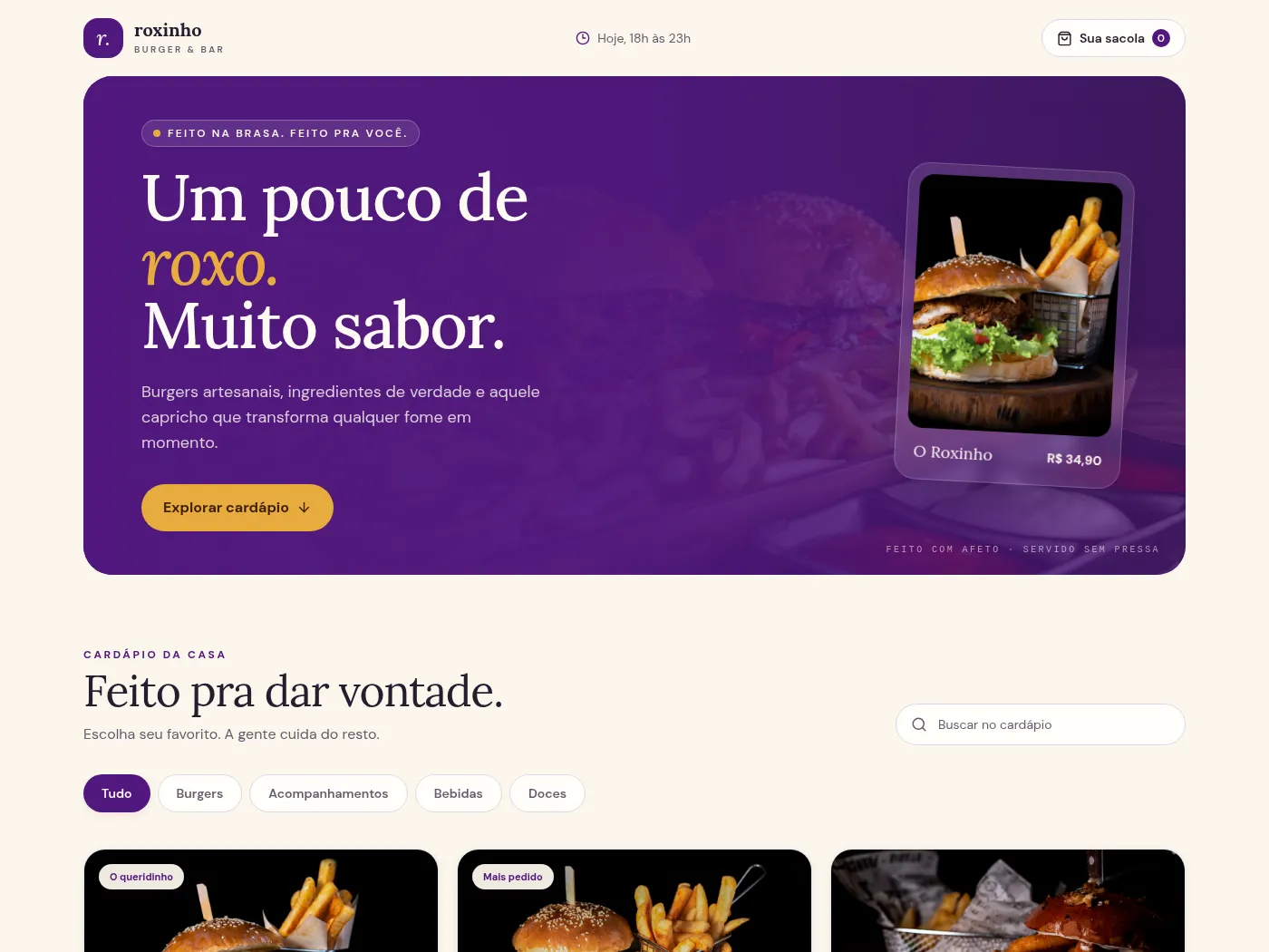 Roxinho Menu