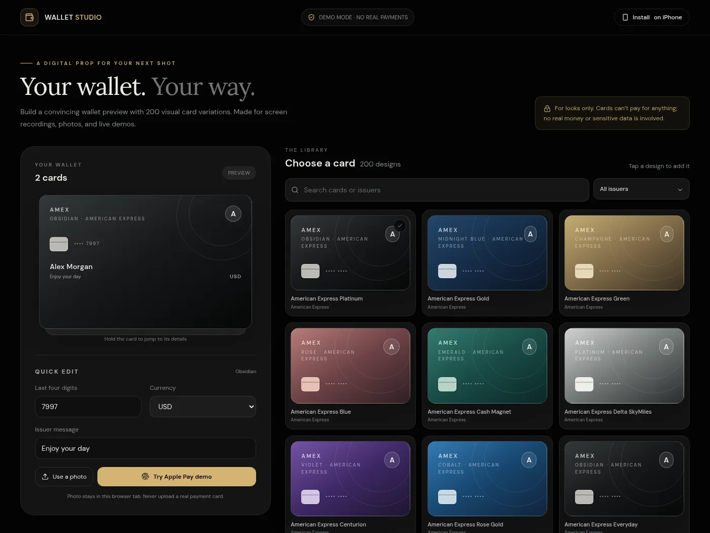 Card Wallet Simulator