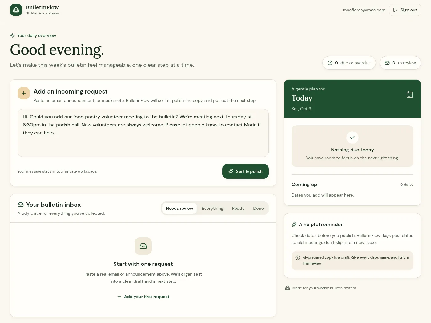 BulletinFlow Assistant