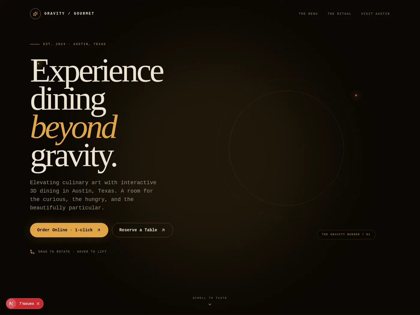 Gravity Gourmet Landing