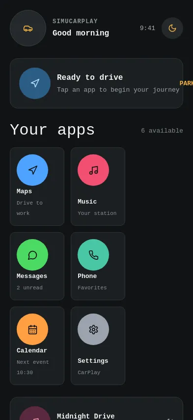 SimuCarPlay Dashboard