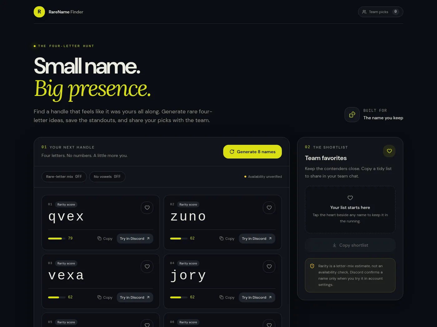RareName Finder