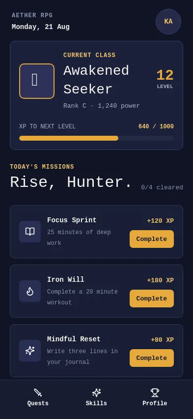 Aether RPG Quest