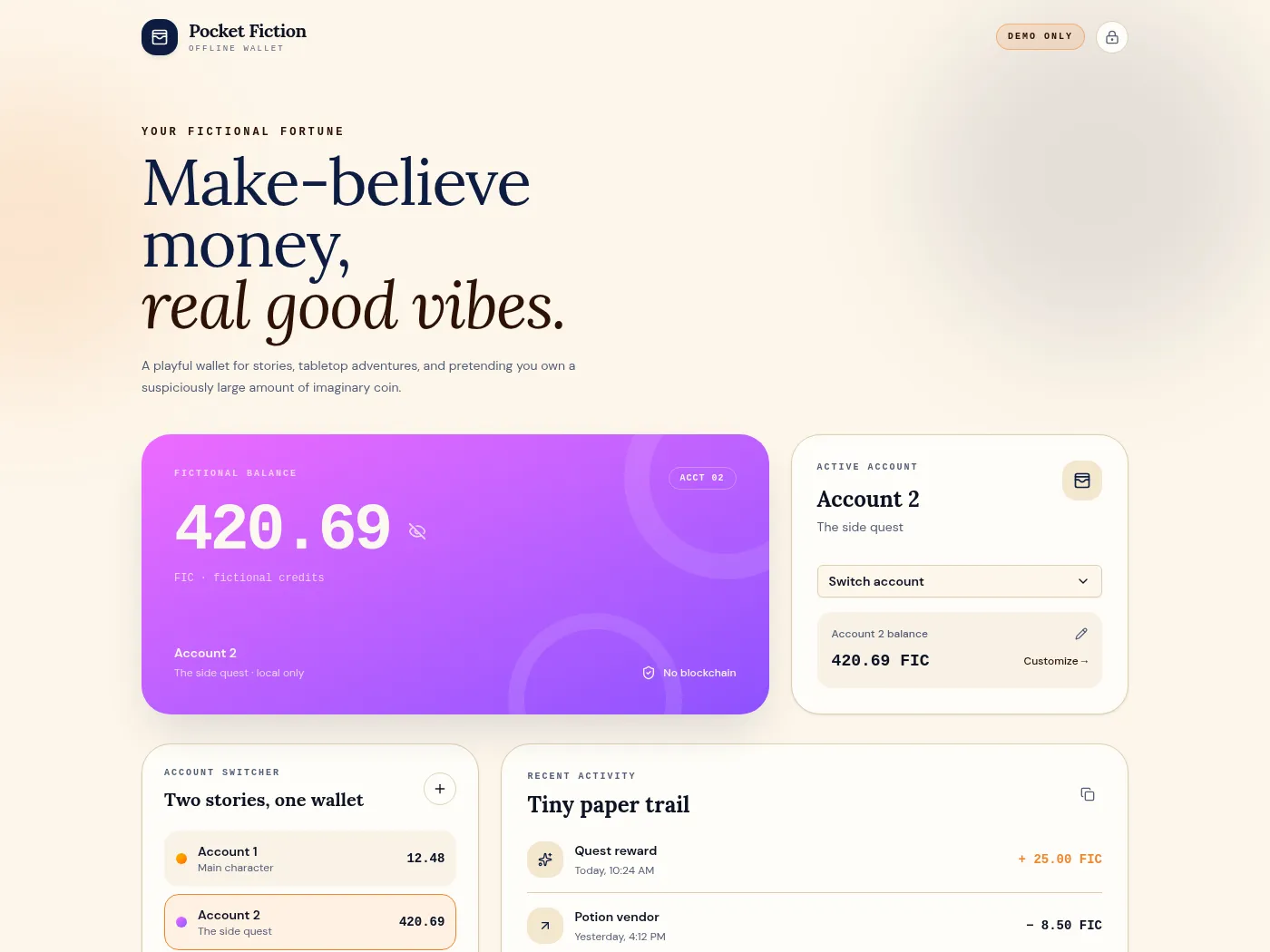 Fictional Crypto Wallet Demo