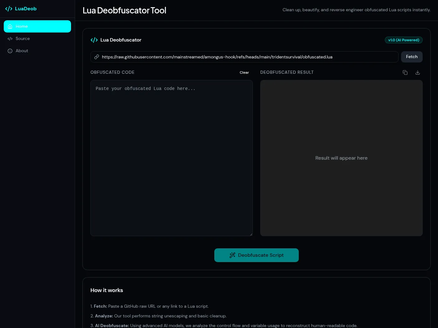 Lua Deobfuscator Tool