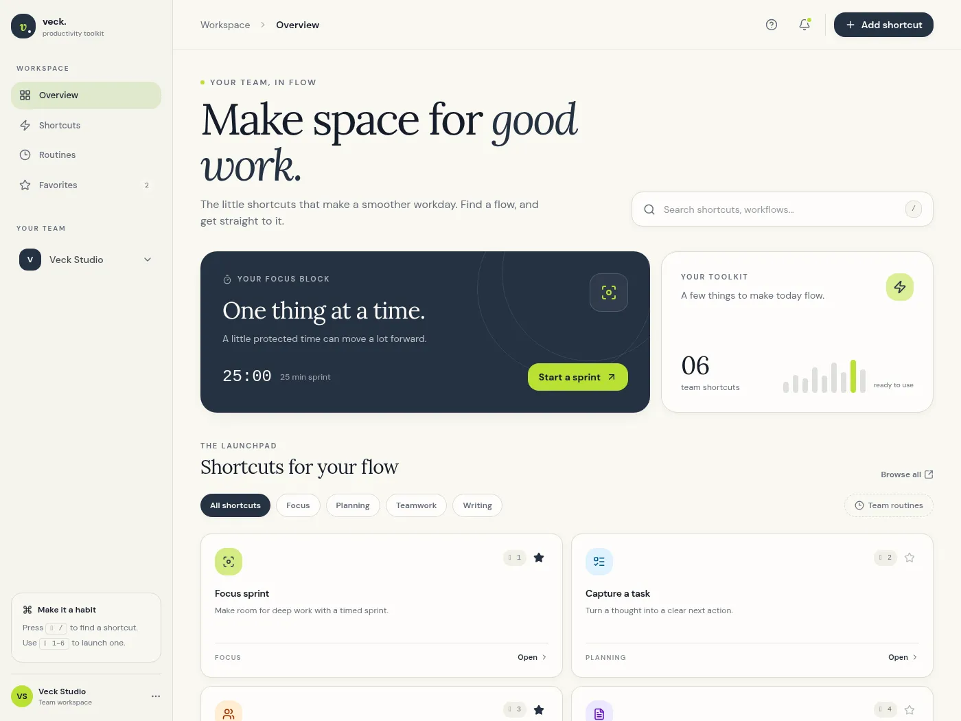Veck Productivity Toolkit