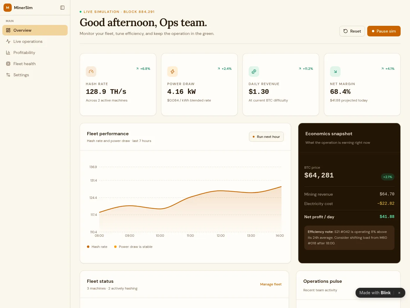 MinerSim Dashboard