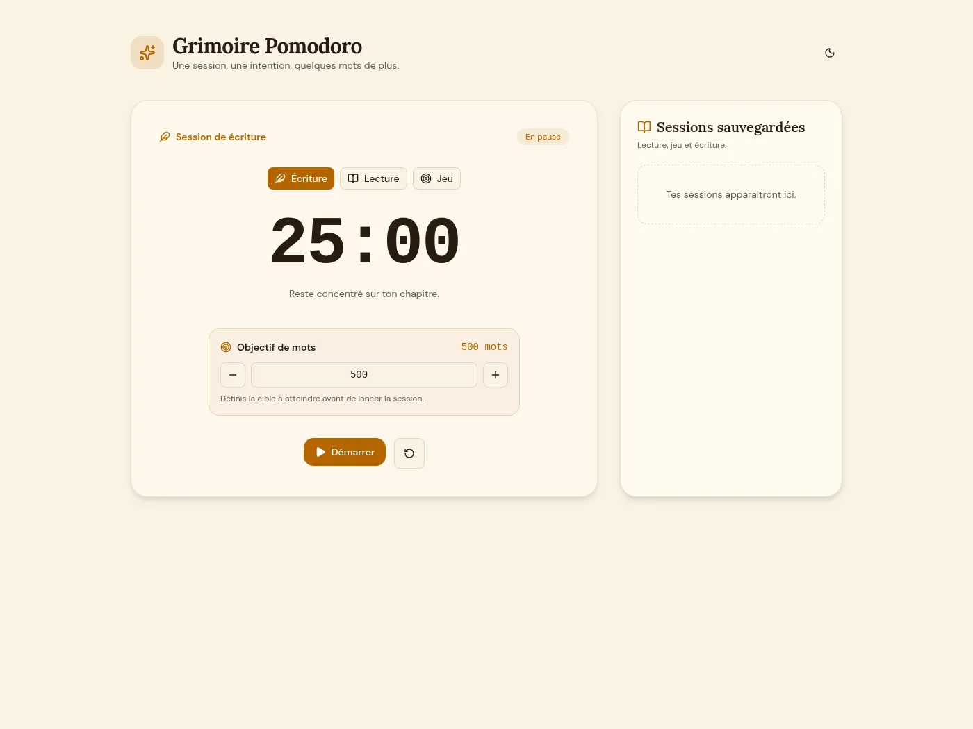 Fantasy Writer Pomodoro