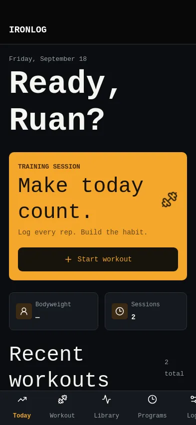 IronLog Workout Tracker