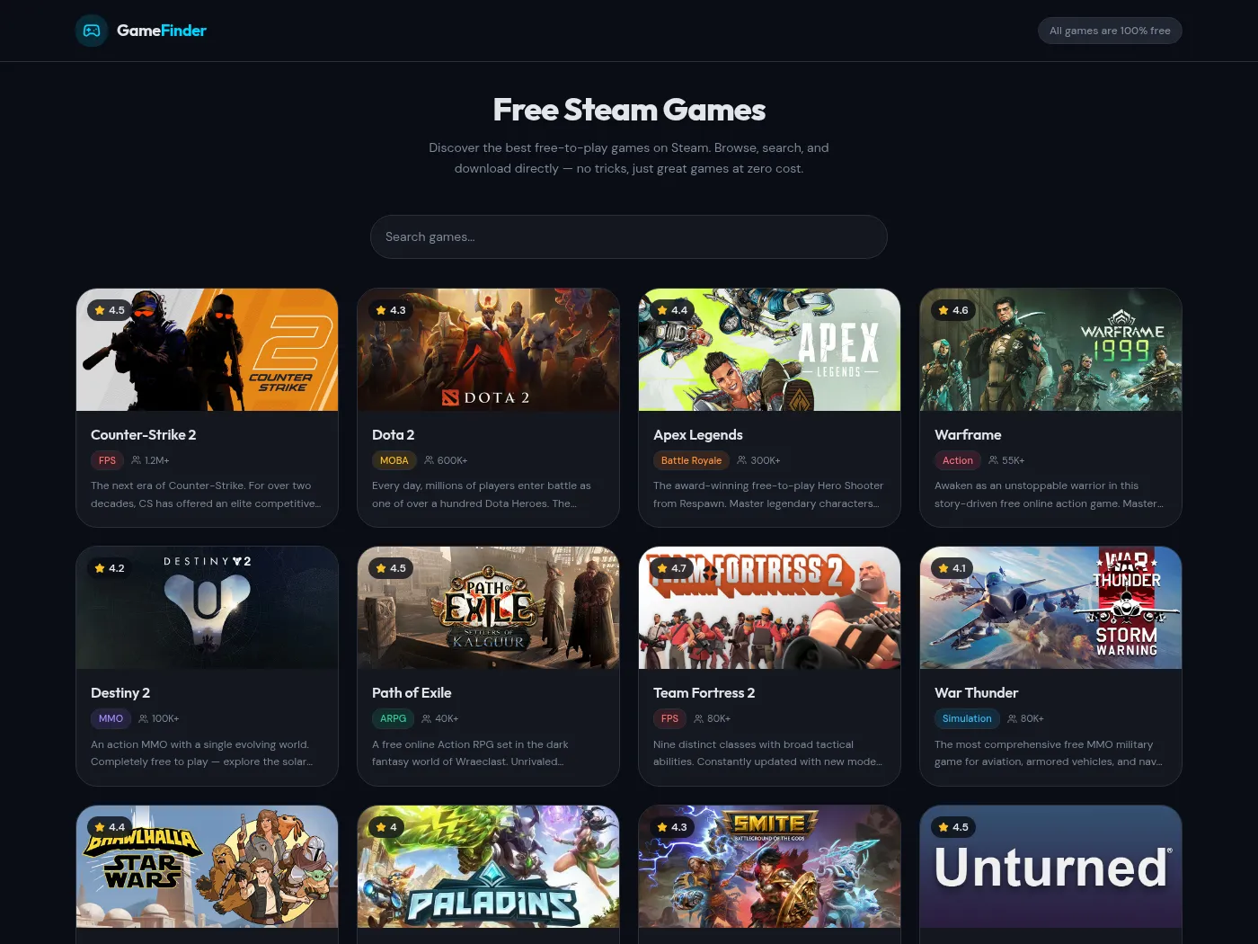 GameFinder Free Steam