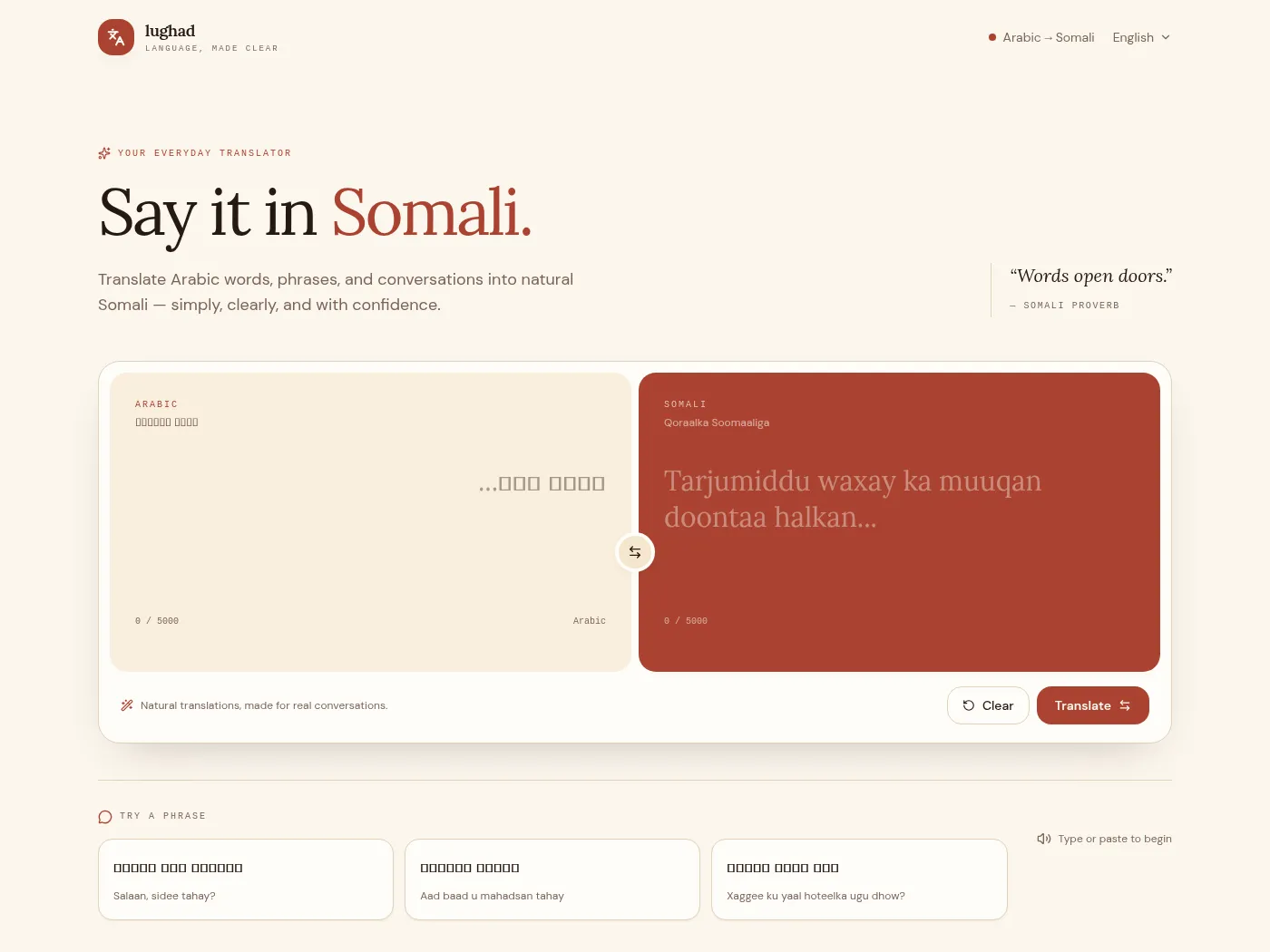 Arabic Somali Translator