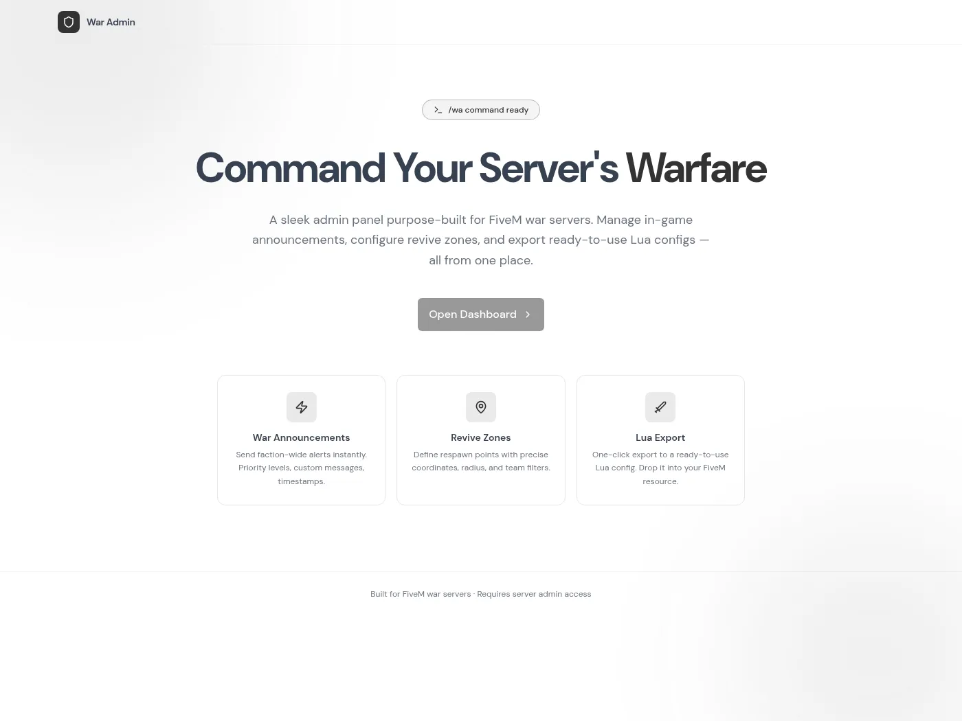 FiveM War Admin Panel