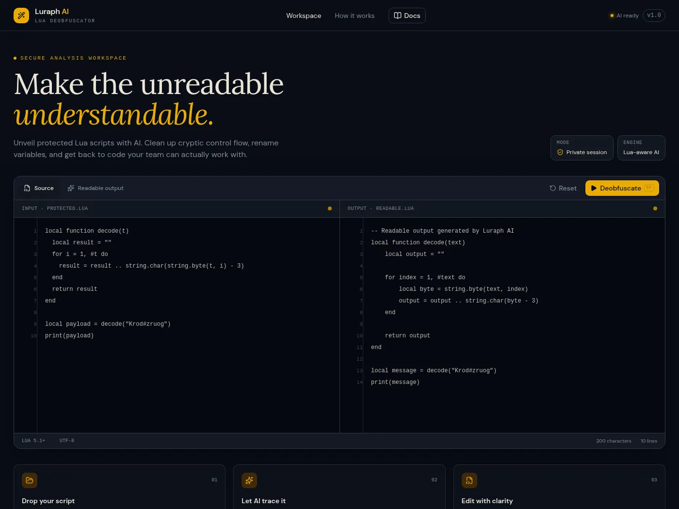 Luraph Lua Deobfuscator AI