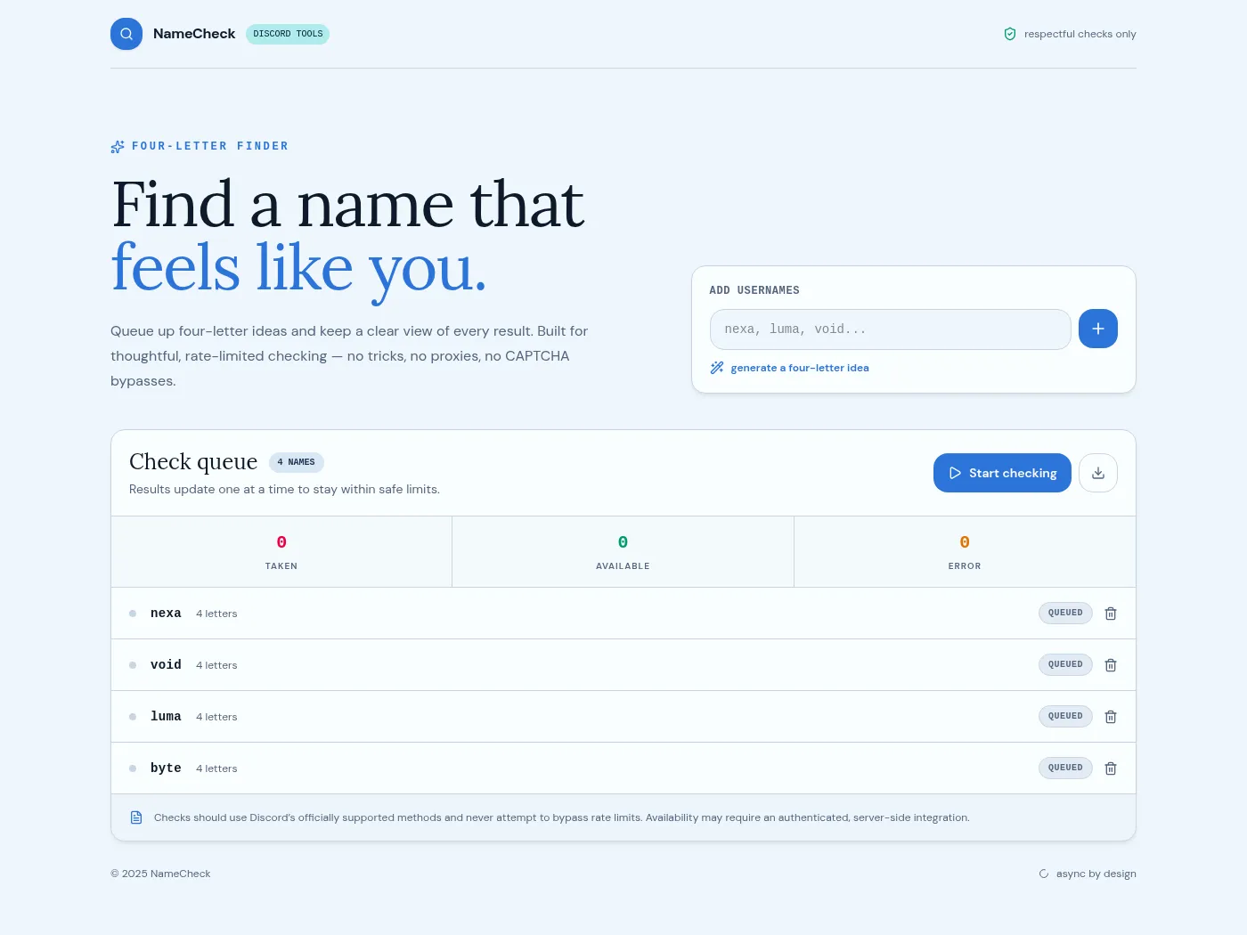 Discord Name Checker