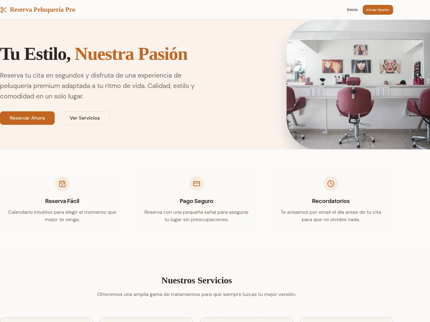 Reserva Peluquería Pro
