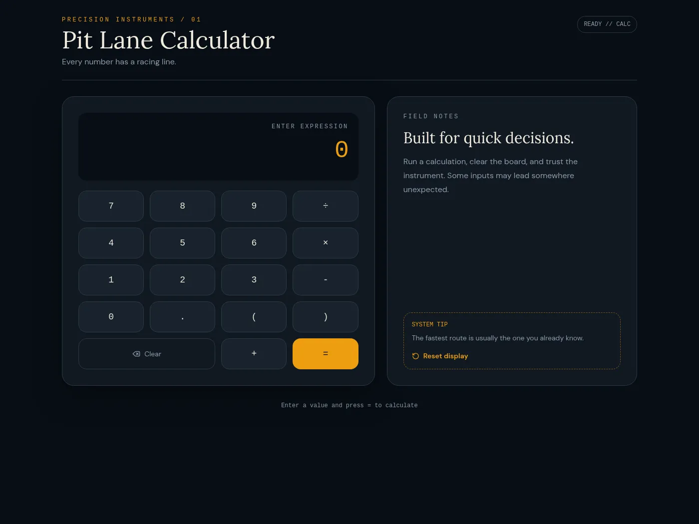 Secret Racer Calculator