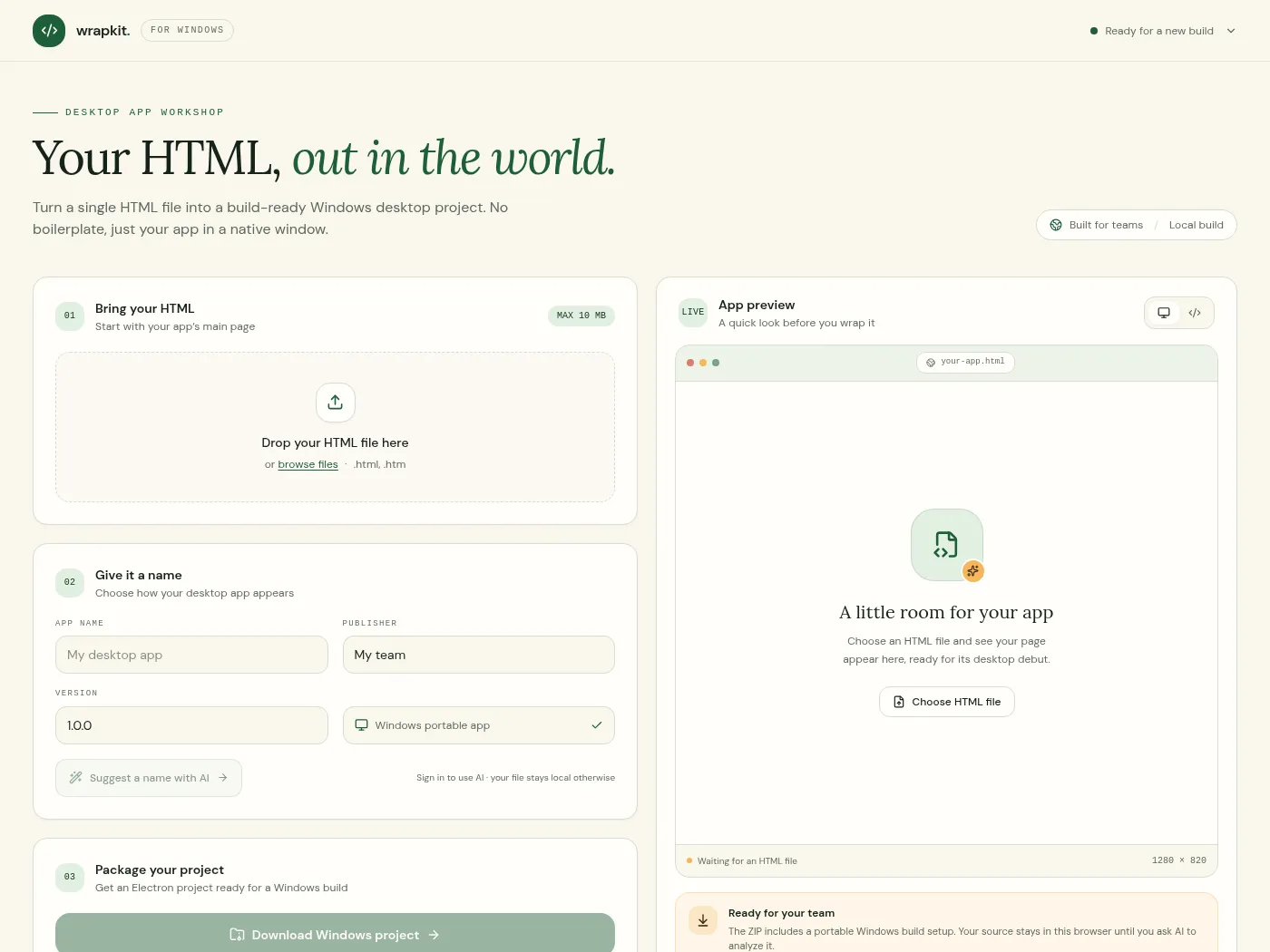 AI HTML to EXE Builder