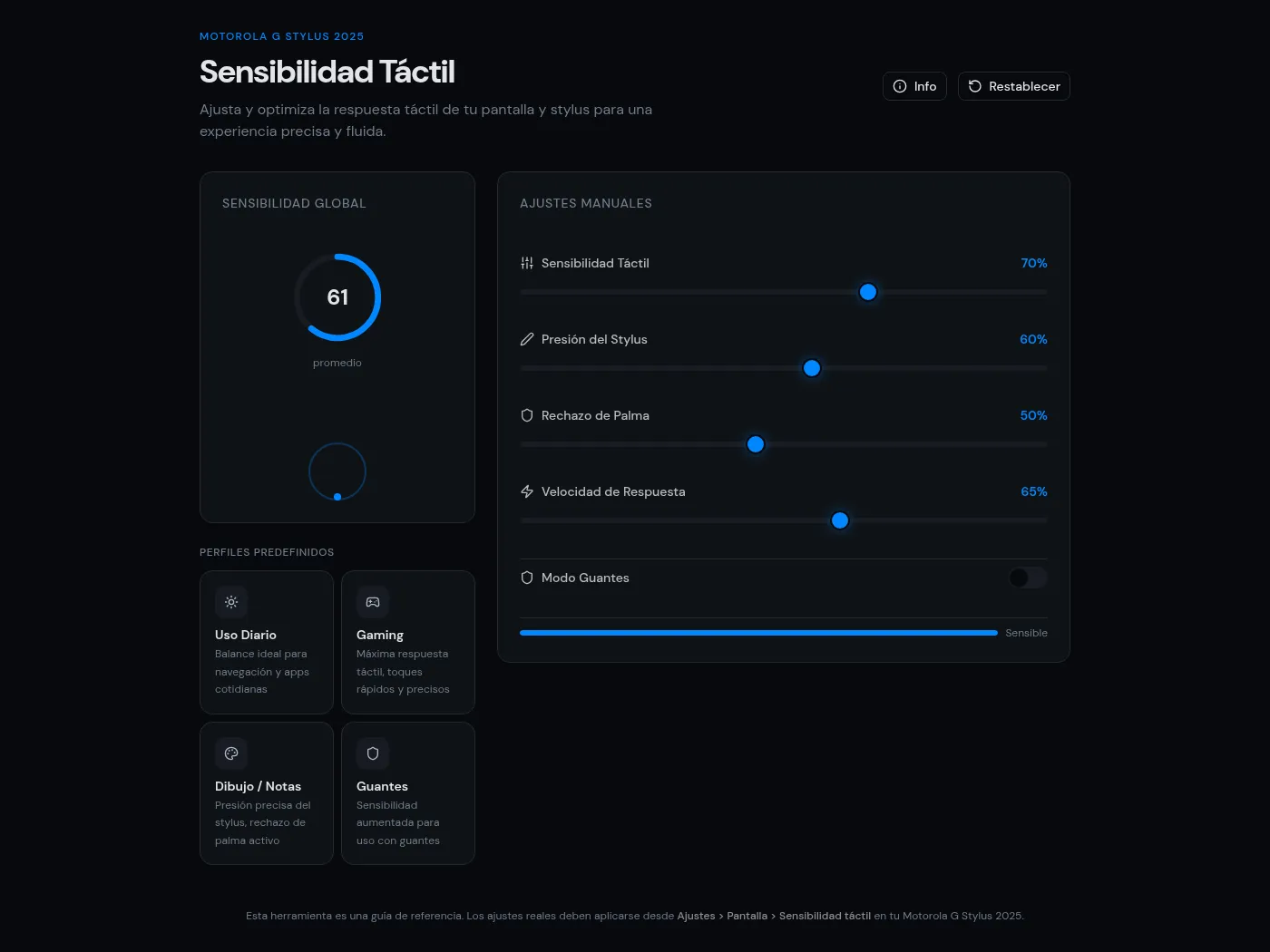 Moto Stylus Sensitivity Tool