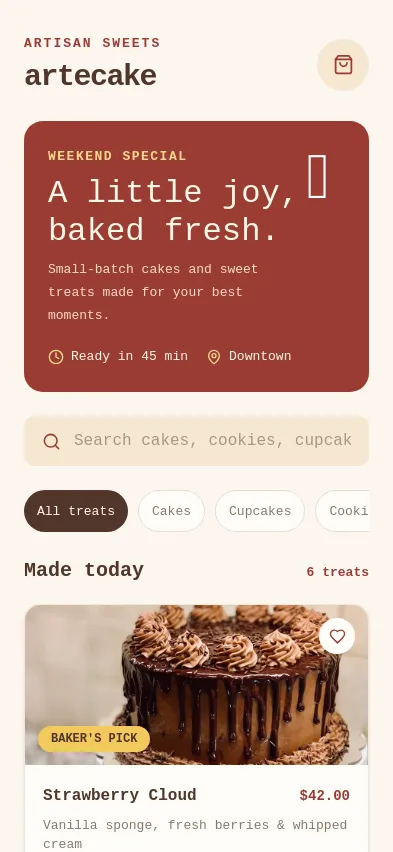 Artecake Sweet Shop App