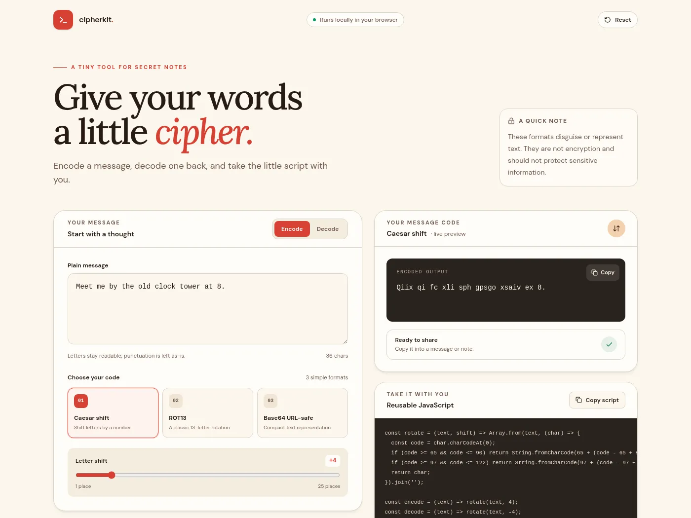 Message Code Script