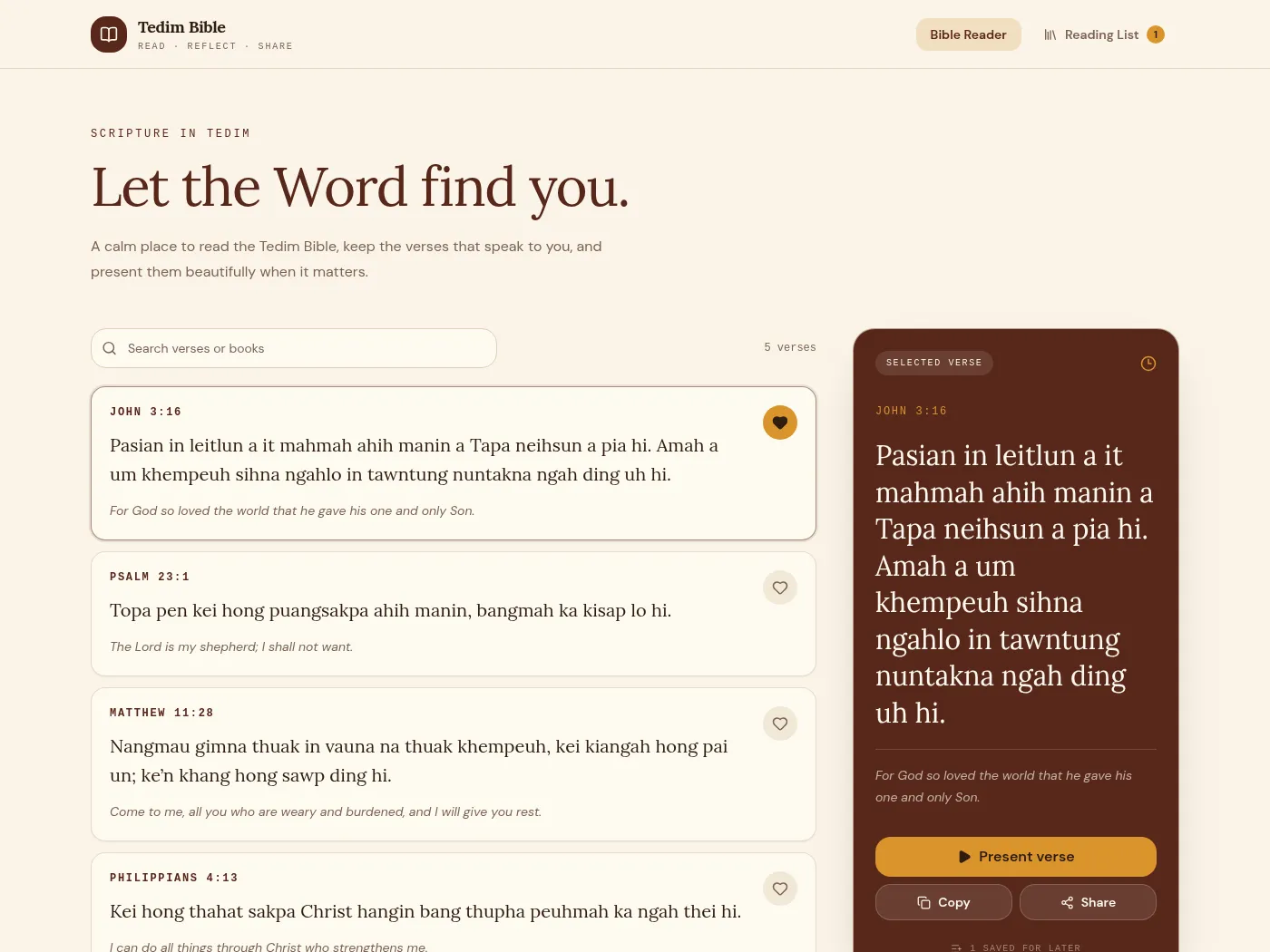 Tedim Bible Reader