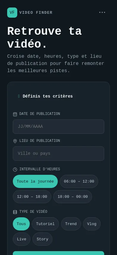 Vidéo Finder Mobile
