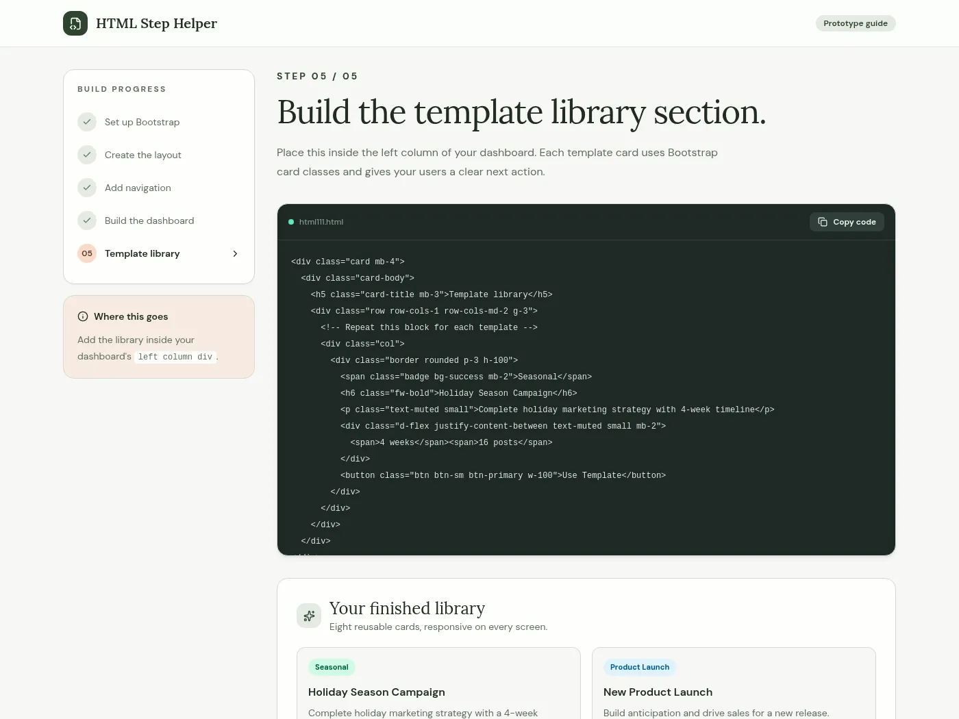 HTML Step Inserter
