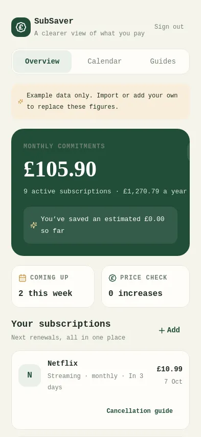 SubSaver