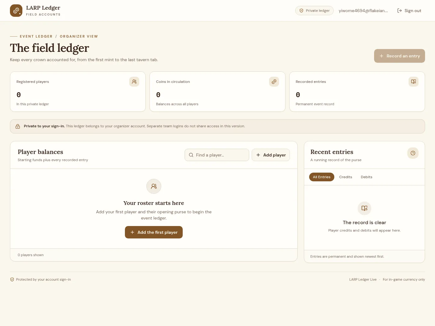 LARP Ledger Live