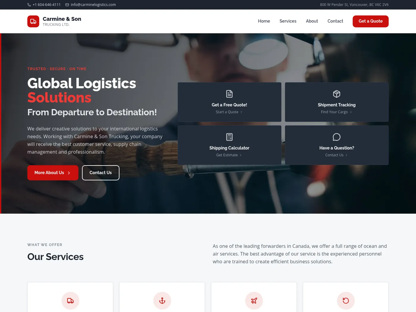 Carmine Logistics Website