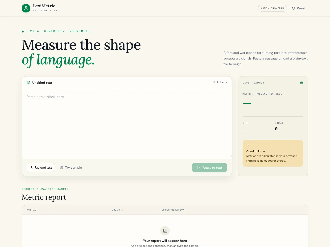 LexiMetric Analyzer