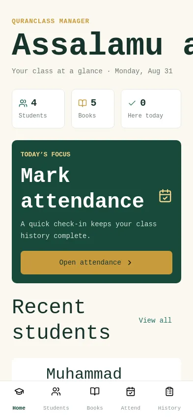 QuranClass Manager