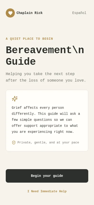 Chaplain Rick Bereavement App