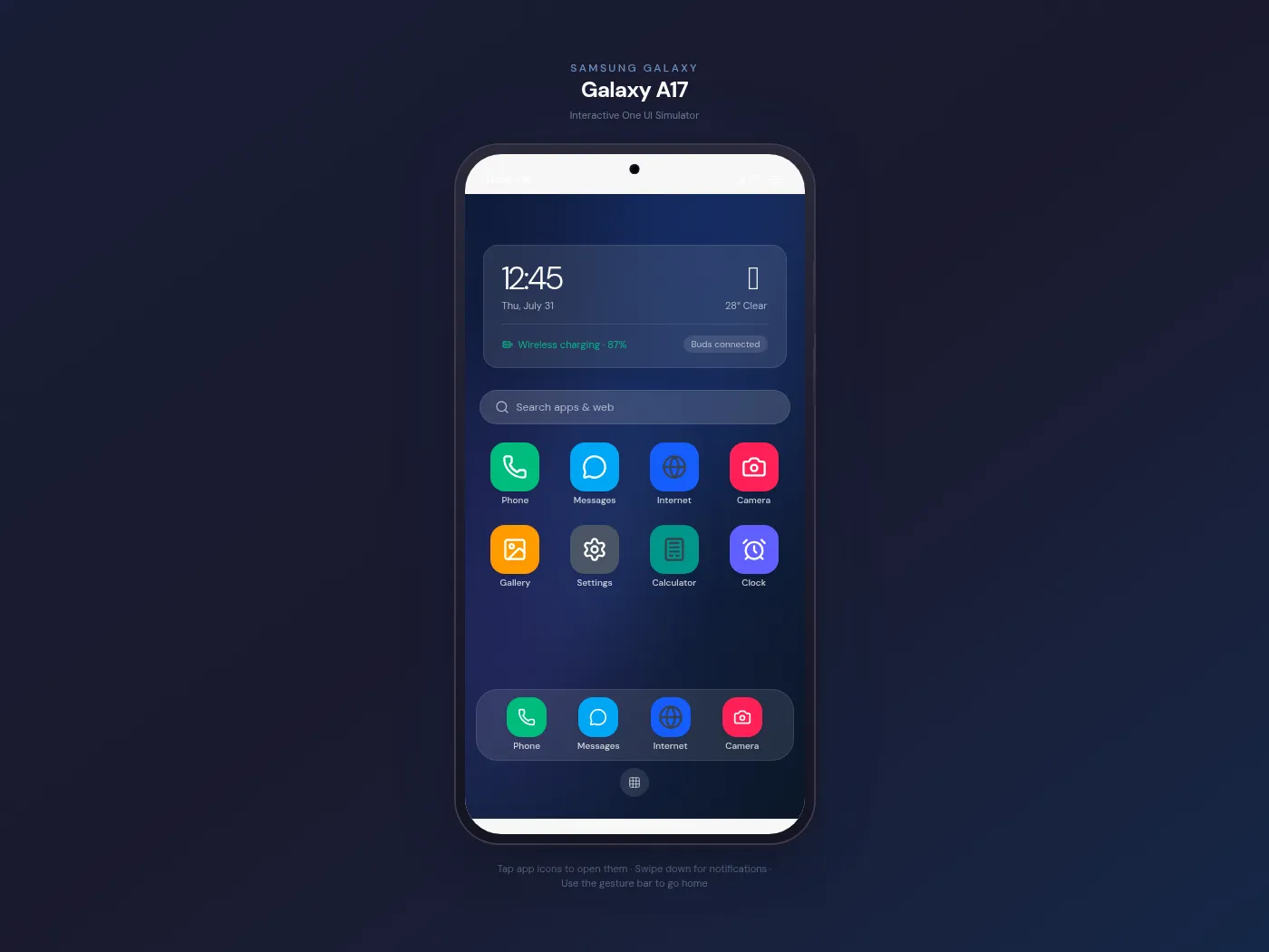 Samsung A17 Simulator