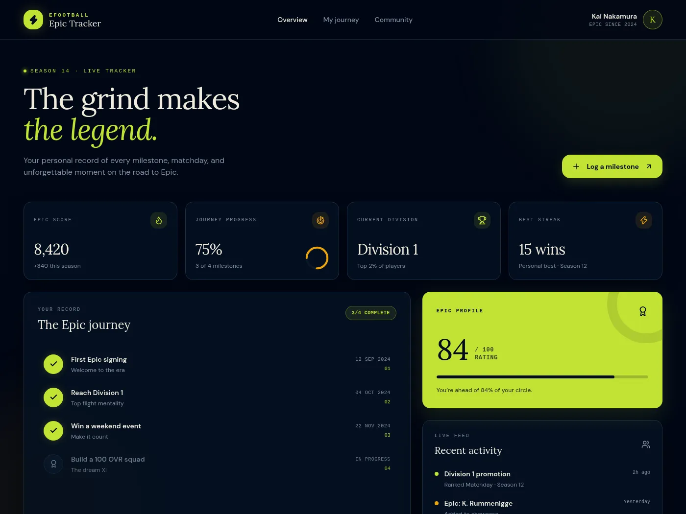 eFootball Epic Tracker