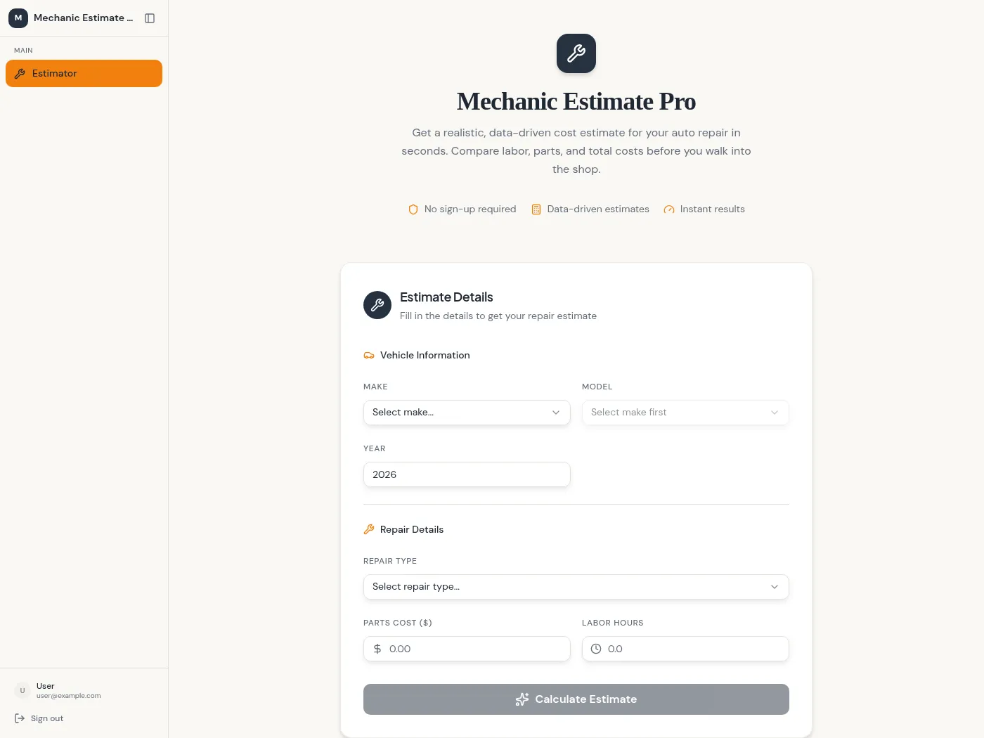 Mechanic Estimate Pro
