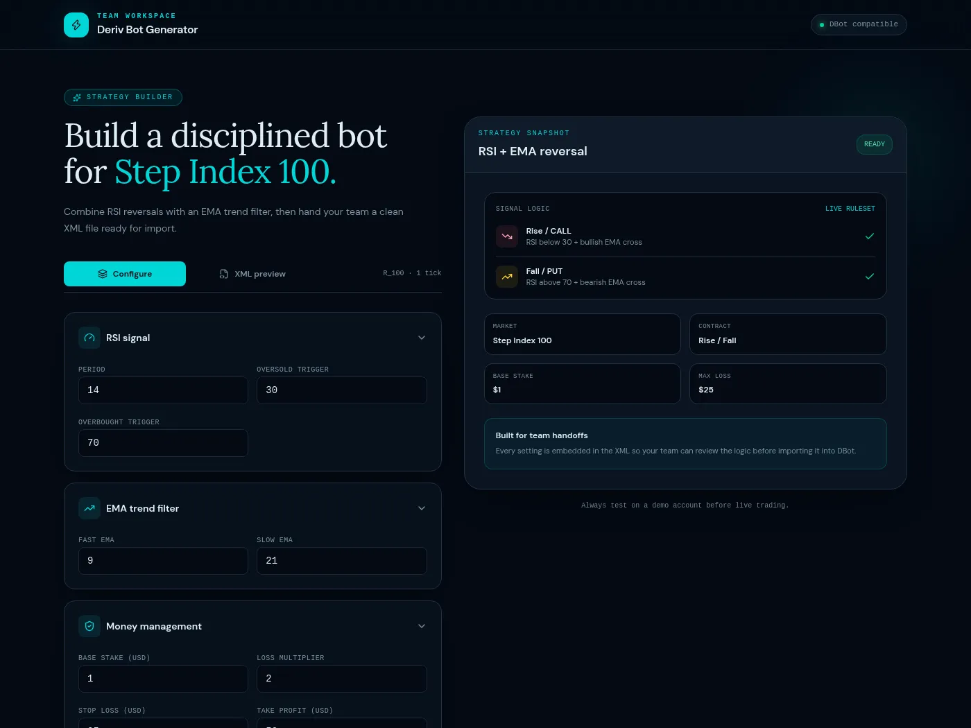Deriv Bot Generator